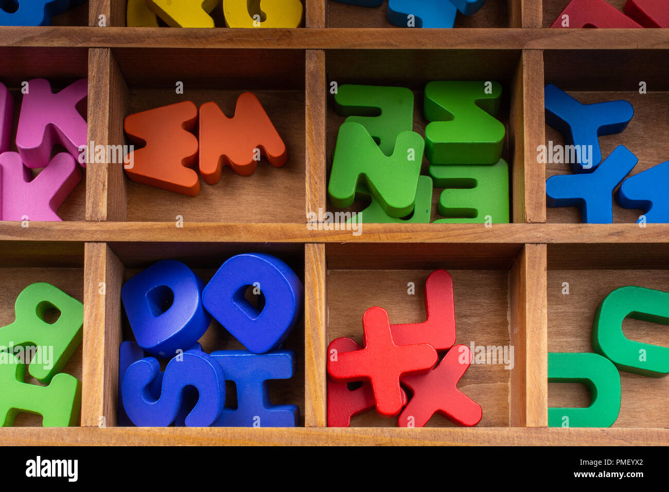 Colorful Letters of Alphabet made of wood Stock Photo - Alamy