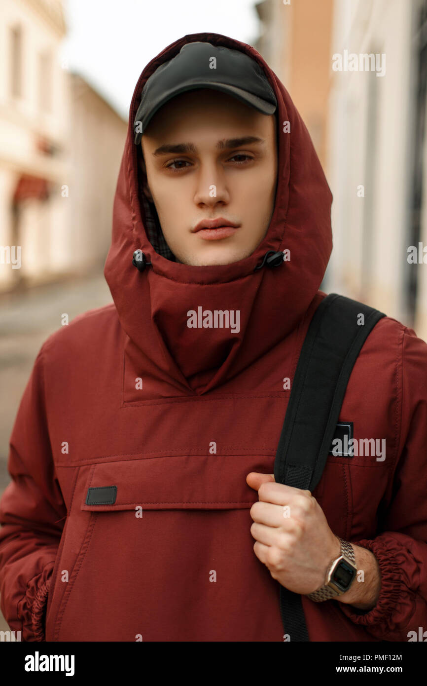 Baseball cap red on black hi-res stock photography and images - Alamy