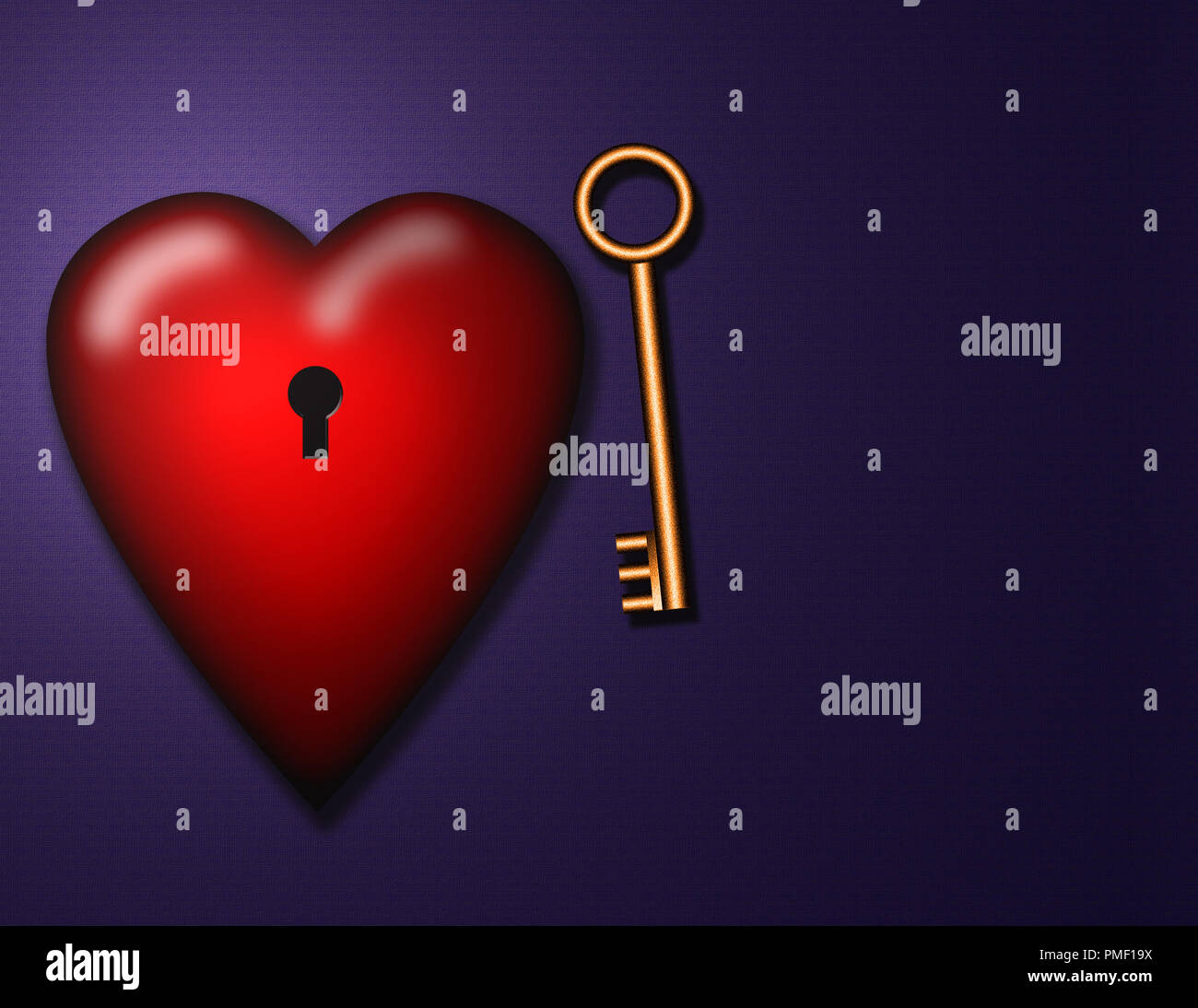Heart with keyhole. Golden key Stock Photo - Alamy