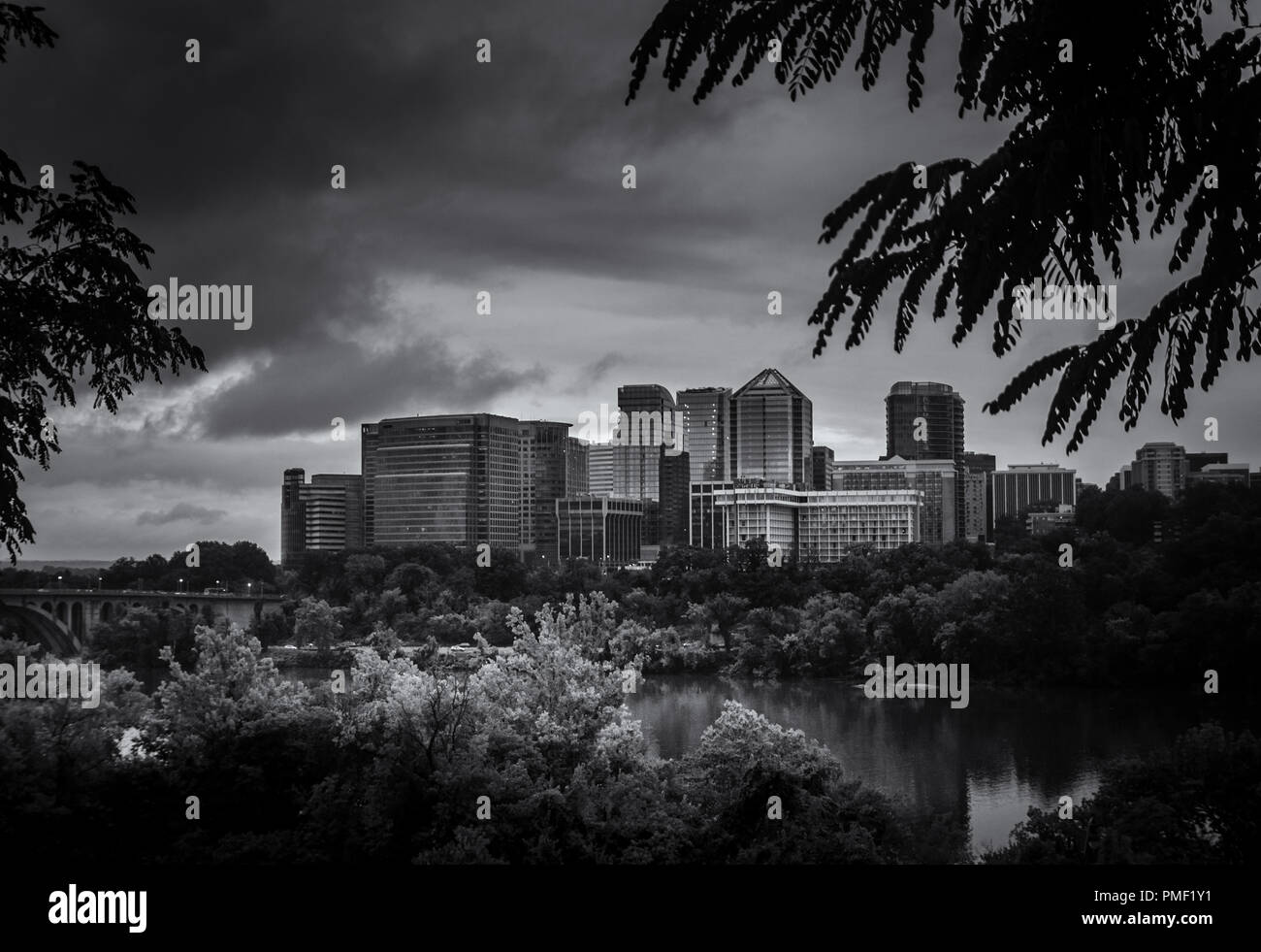 The Rosslyn skyline beyond the Potomac River and Key Bridge from ...