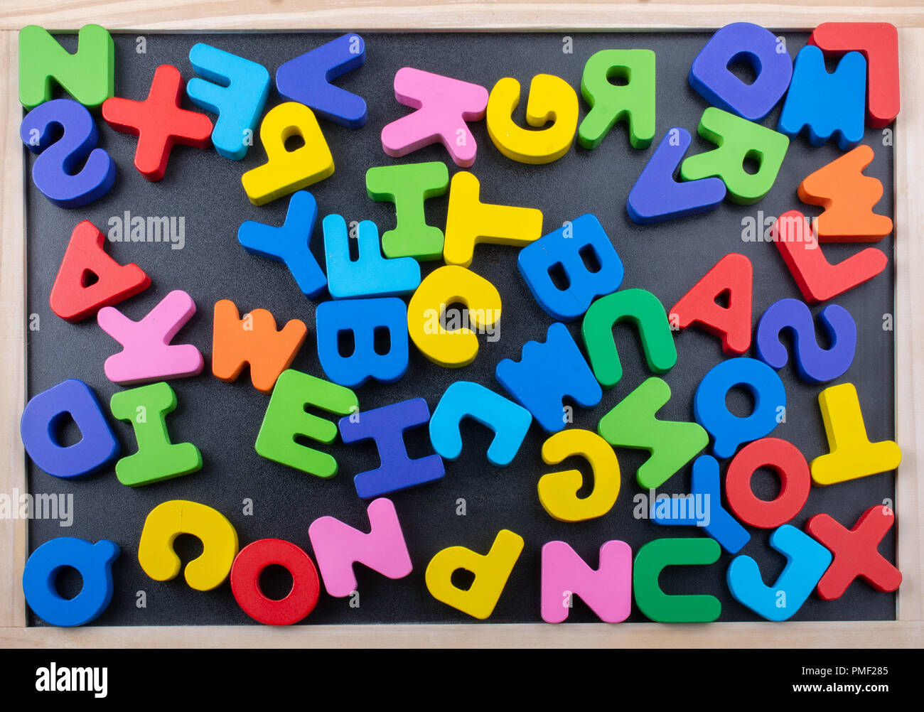 Colorful Letters of Alphabet made of wood Stock Photo - Alamy
