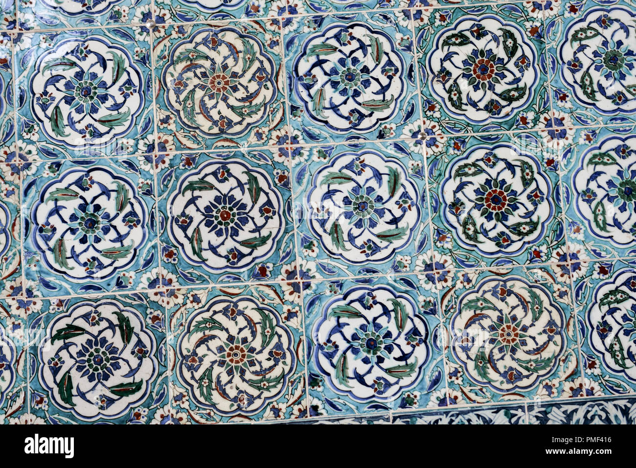 Ottoman ancient Handmade Turkish Tiles with floral patterns Stock Photo ...