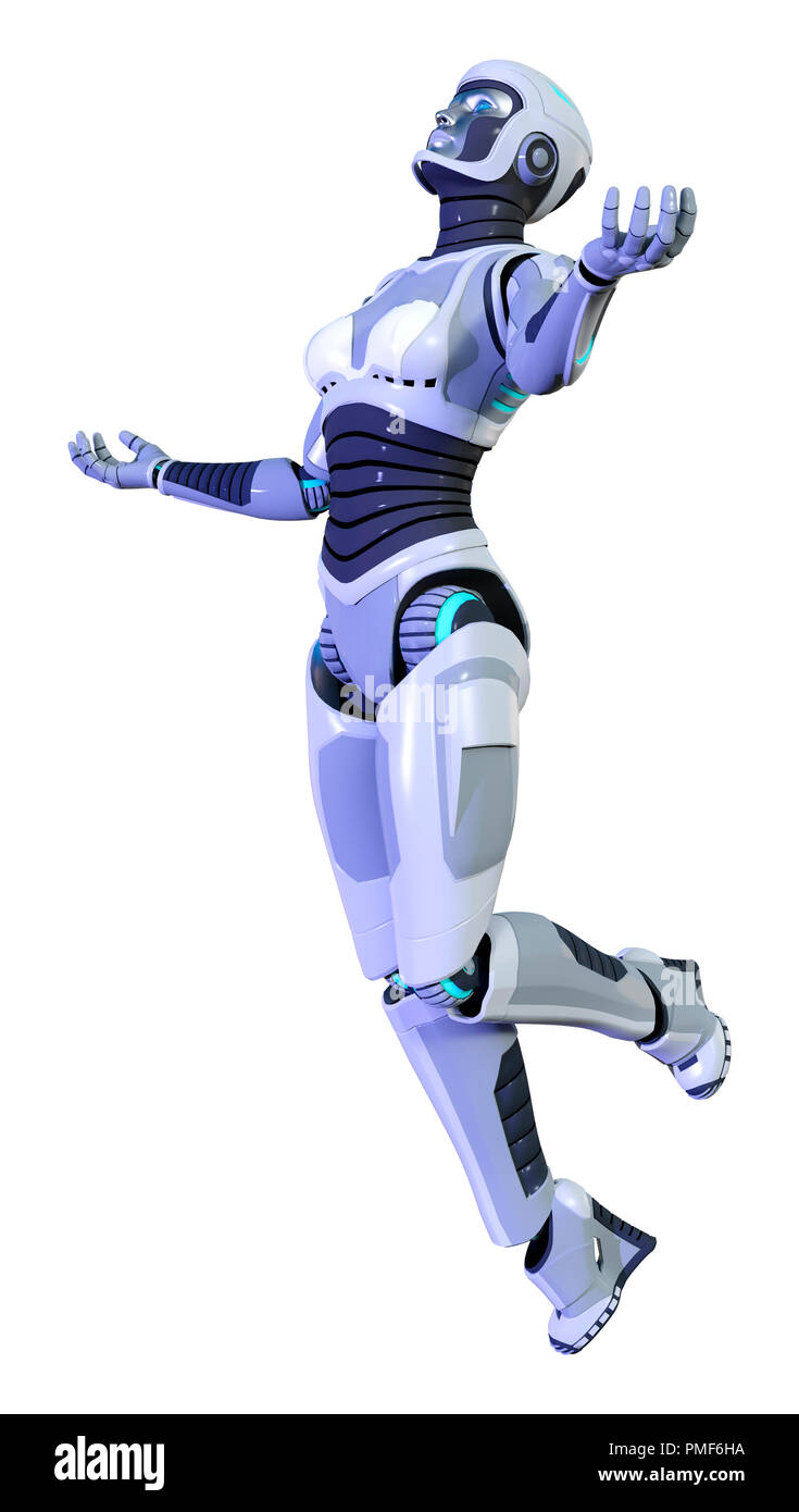 3D rendering of a female robot isolated on white background Stock Photo ...