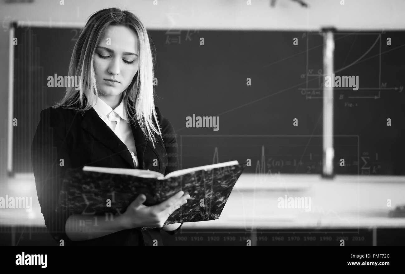 Background with math symbols and teacher in primary school Stock Photo ...