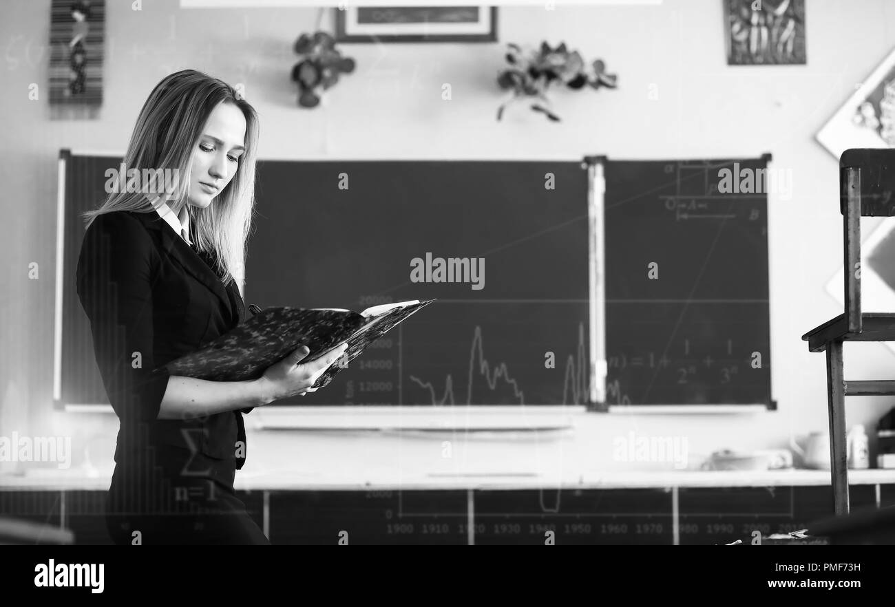 Background with math symbols and teacher in primary school Stock Photo ...