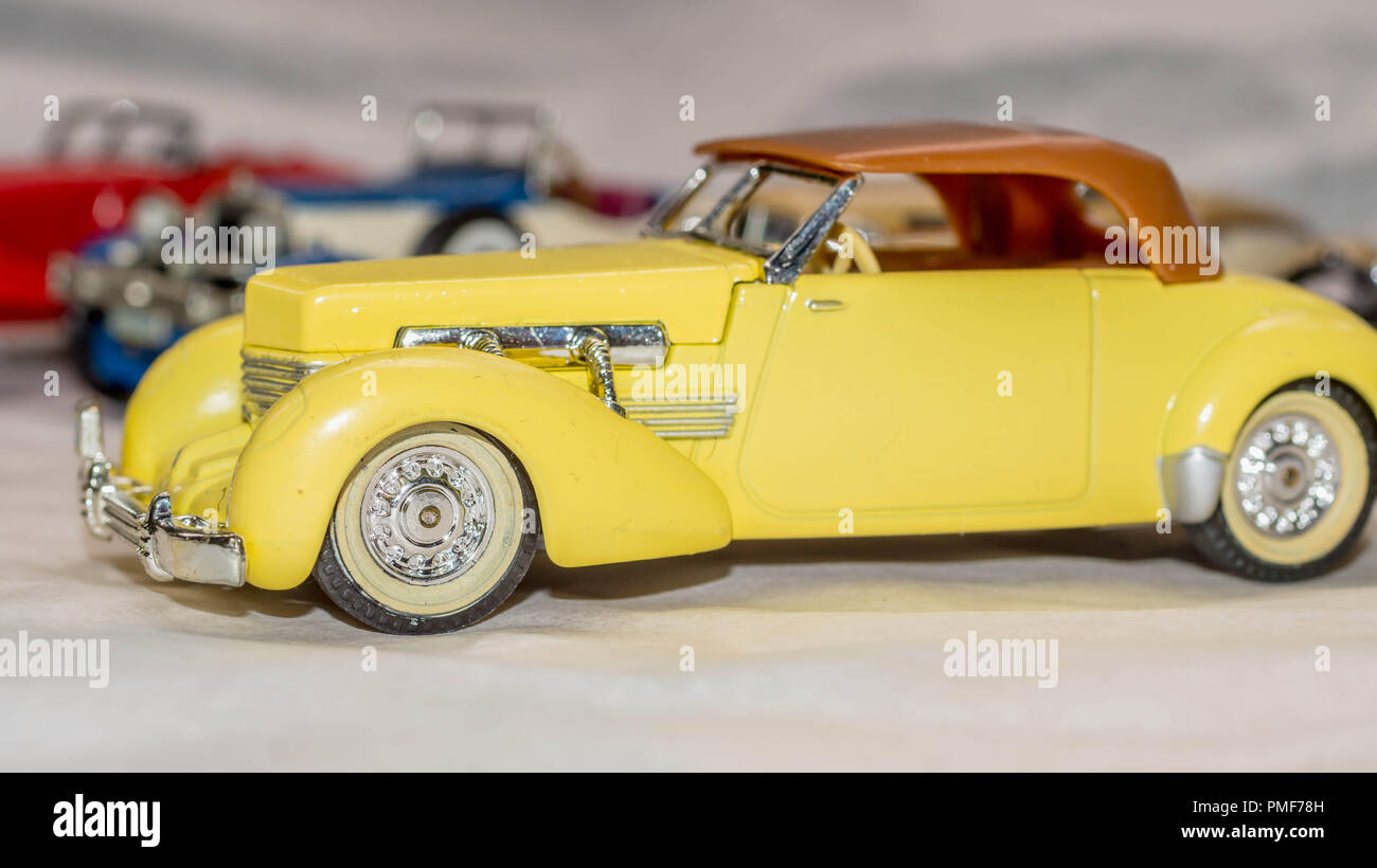 collection of old car model. replica of vintage car. collectible toys ...