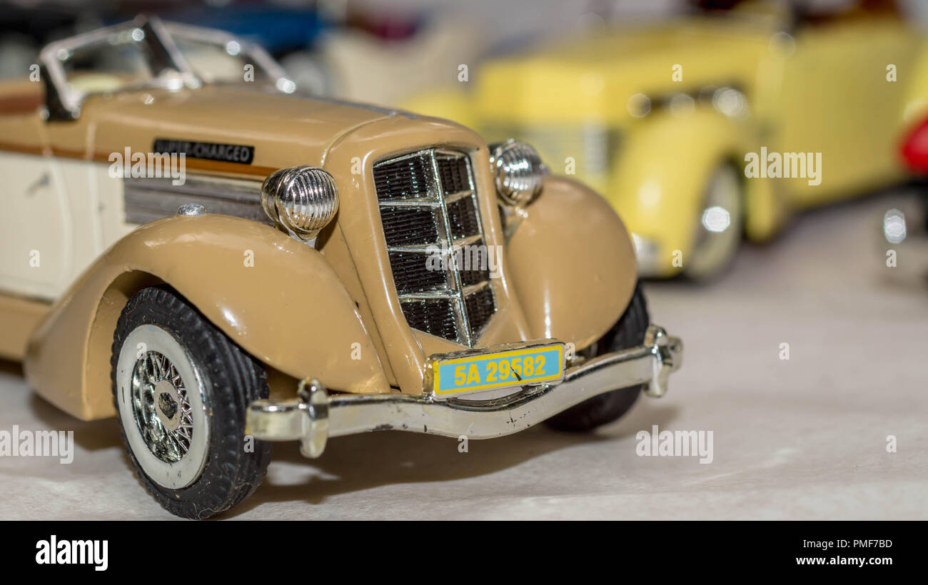 collection of old car model. replica of vintage car. collectible toys ...