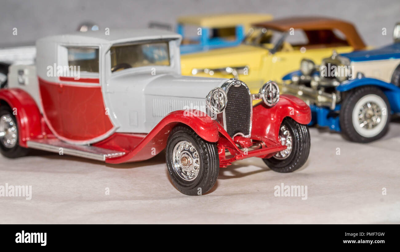 collection of old car model. replica of vintage car. collectible toys ...