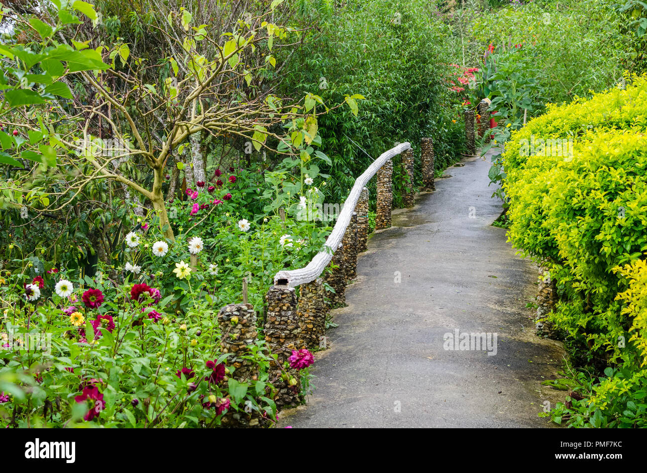 Pathway in a colorful landscape formal garden Stock Photo - Alamy