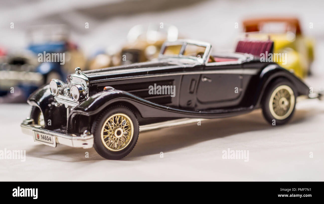 collection of old car model. replica of vintage car. collectible toys ...