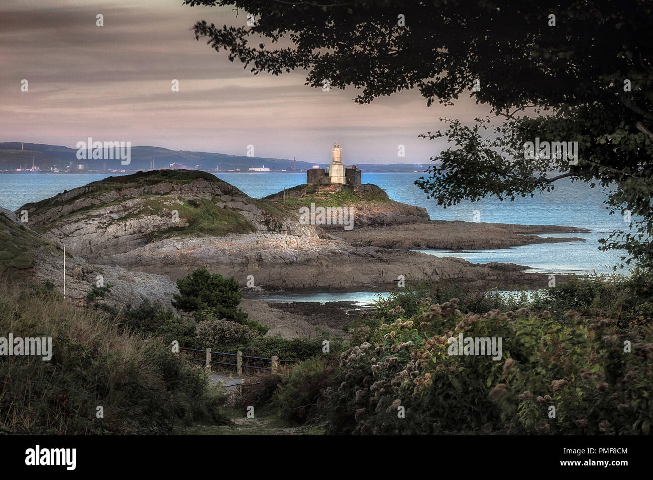 Mumbles lighthouse Swansea Bay Stock Photo - Alamy