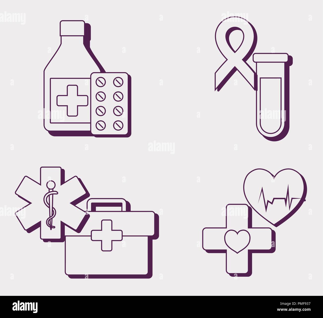 First aid icon set over white background, vector illustration Stock ...