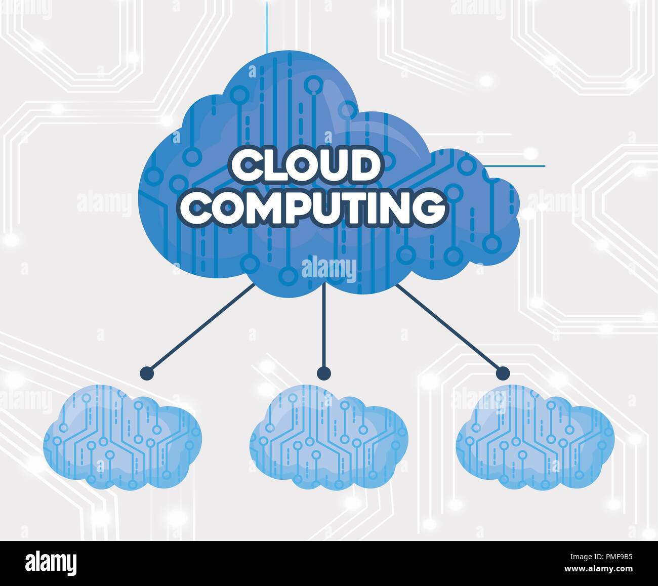 cloud computing design with clouds over white background, vector ...
