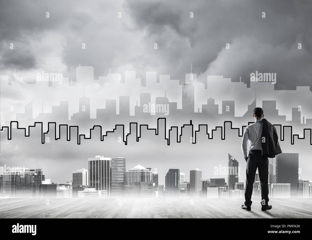 Motivation and inspiration concept with modern cityscape and bus Stock ...