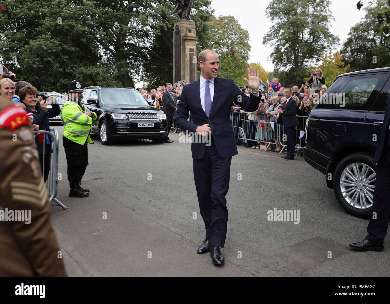 The Duke of Cambridge arrives for the unveiling of a sculpture of Frank ...