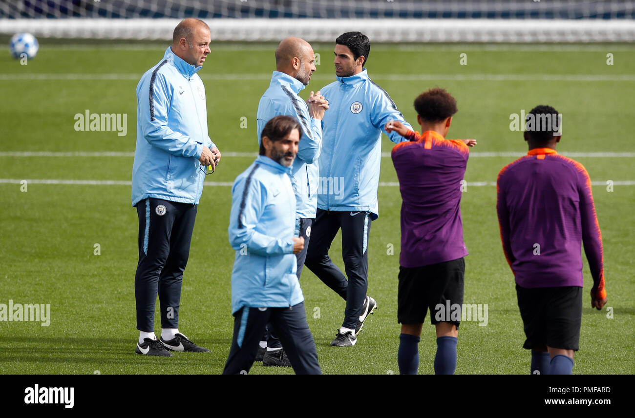 Manchester City coaching staff (from left to right) Rodolfo Borrello ...