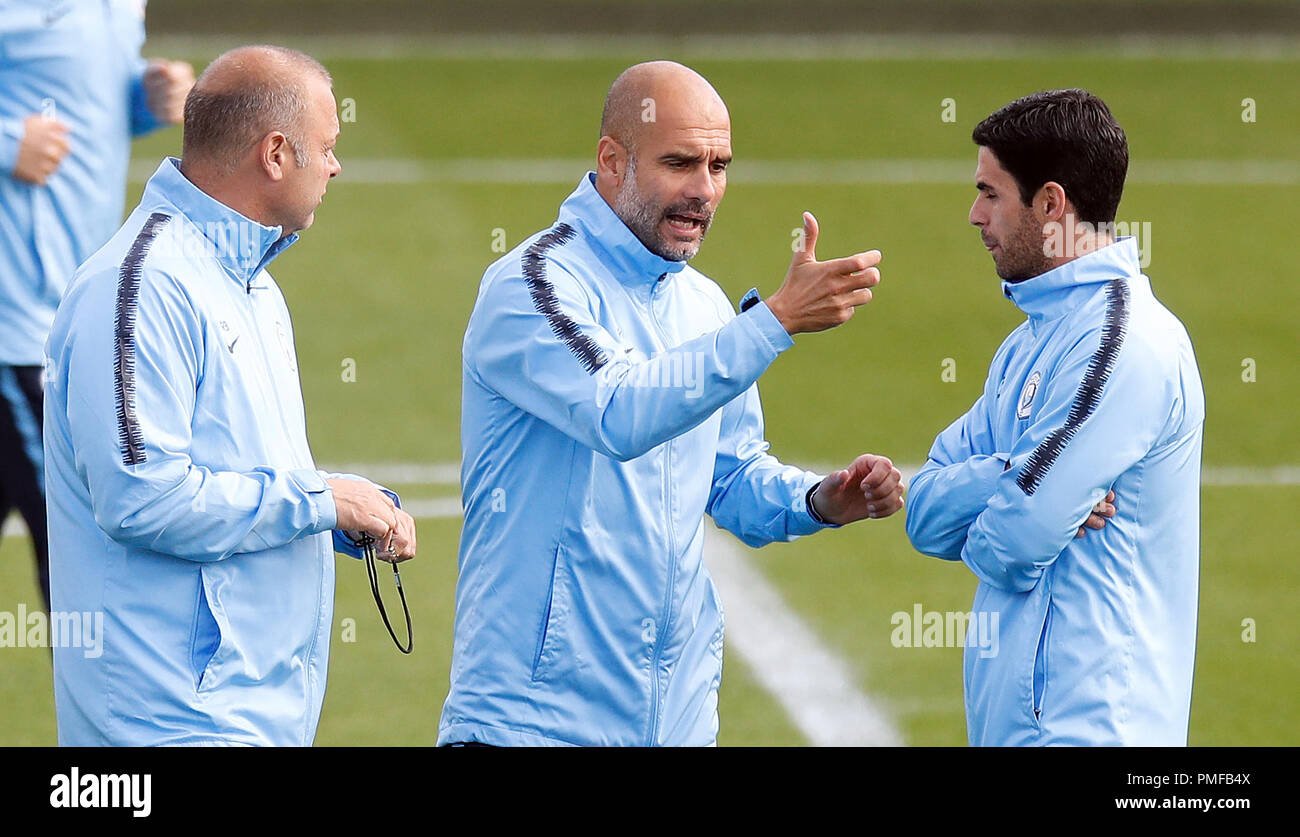 Manchester City coaching staff (from left to right) Rodolfo Borrello ...