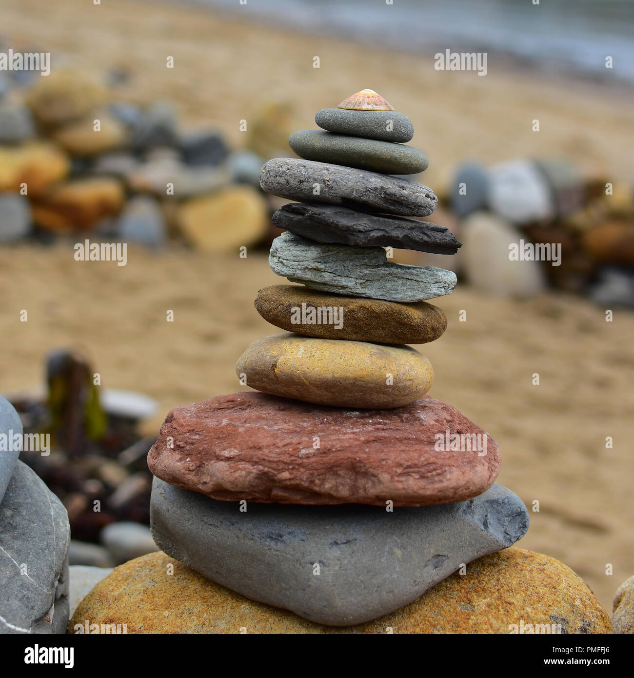 Pebble Stack at Runswick Bay, North Yorkshire Moors, England UK Stock ...