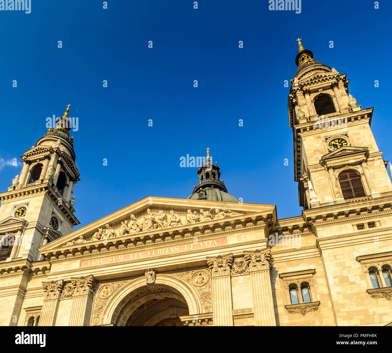Main Facade of St. Stephen's Basilica in Budapest, Hungary Stock Photo ...