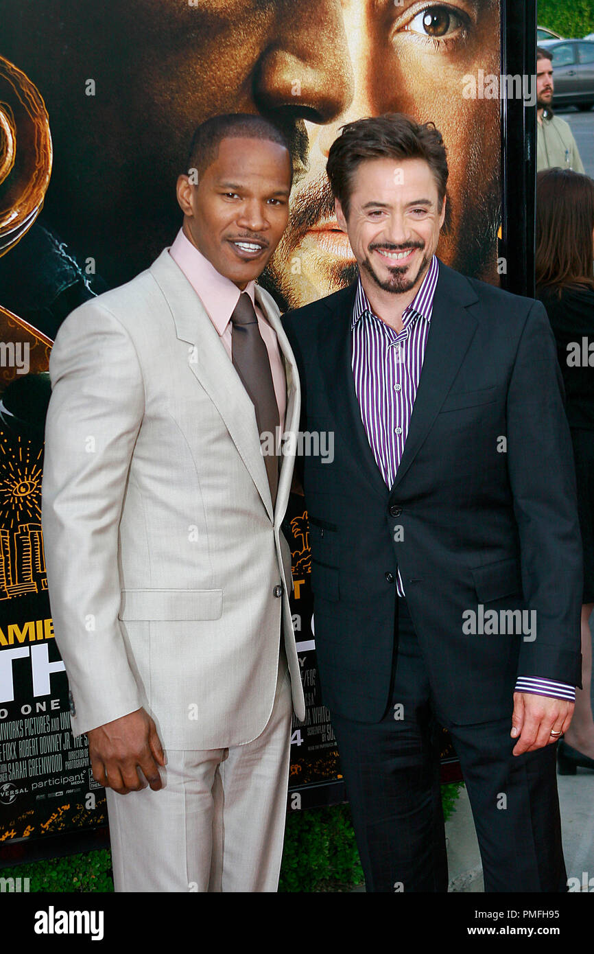 Jamie Foxx and Robert Downey Jr. at the Los Angeles Premiere of ...