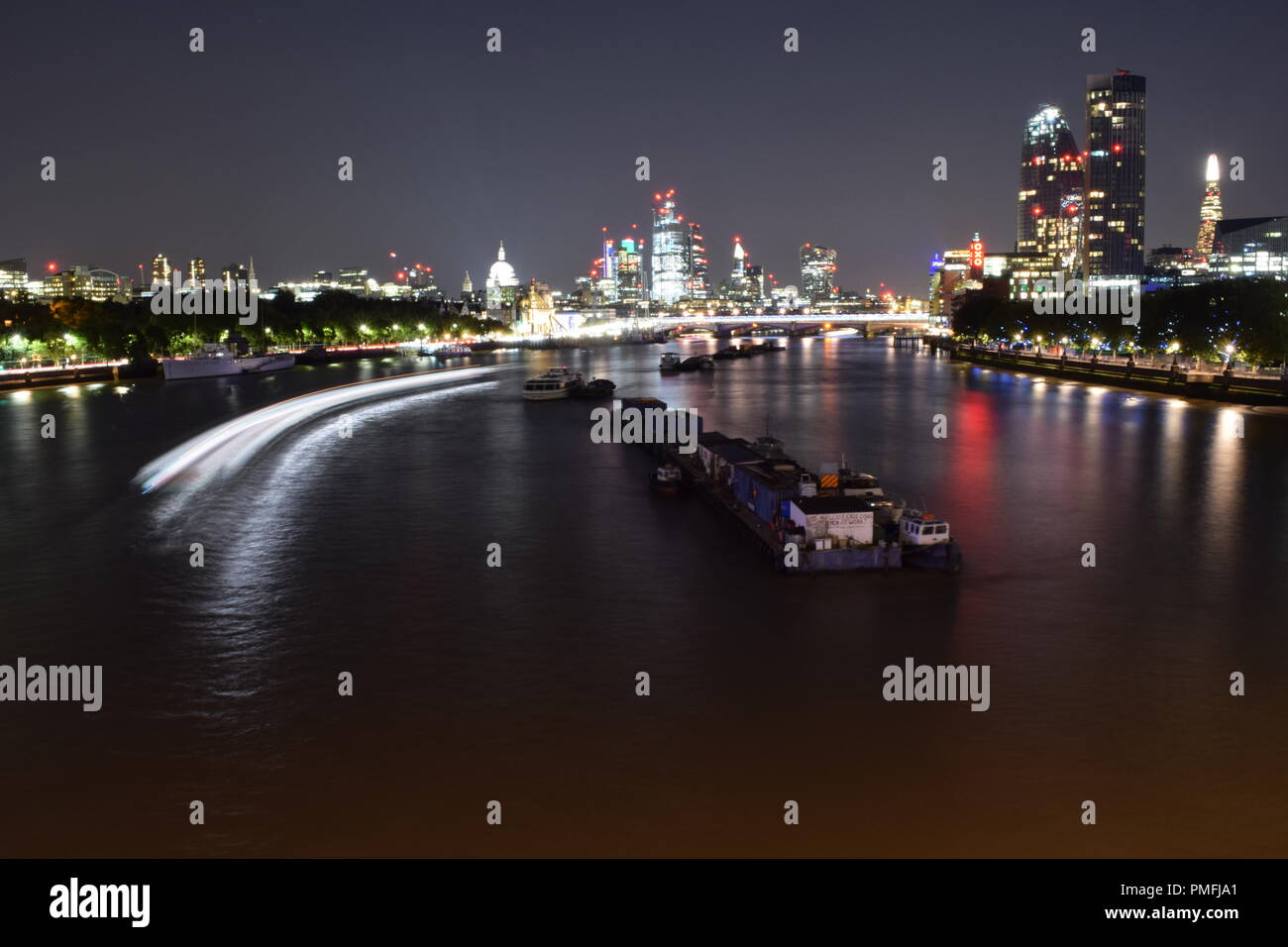 London South Bank by night using long exposures to create light trails ...