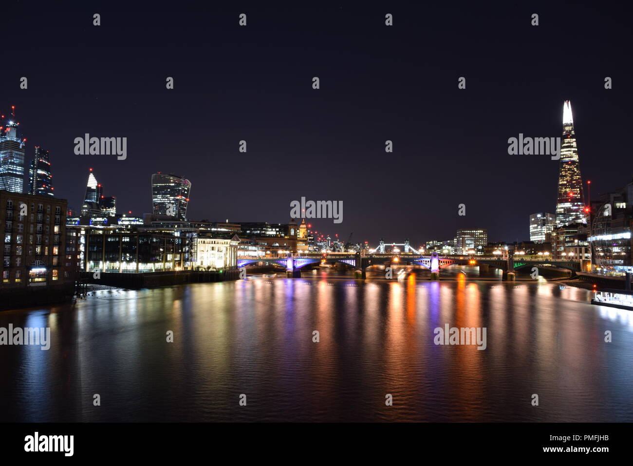 London South Bank by night using long exposures to create light trails ...