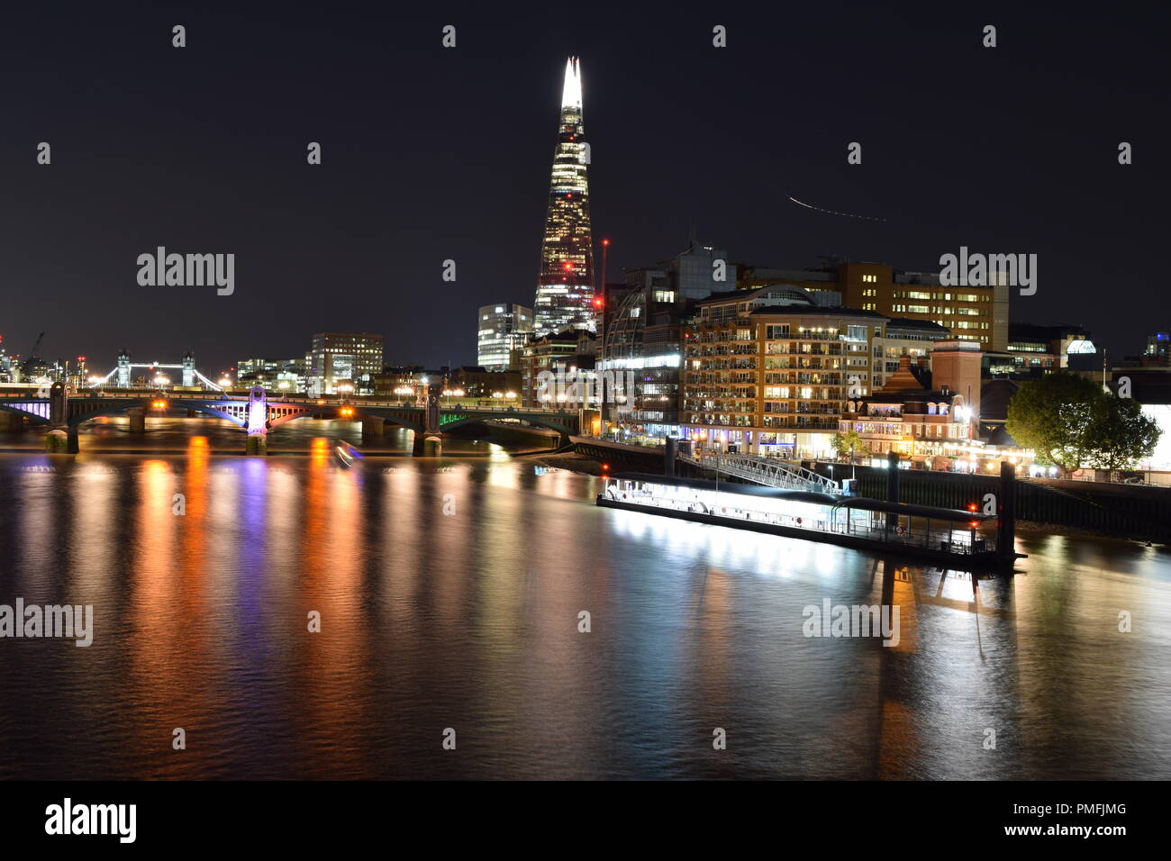 London South Bank by night using long exposures to create light trails ...