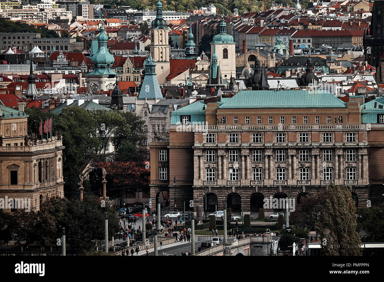 Scenic summer aerial panorama of the Old Town architecture in Prague, Czech Republic Stock Photo ...