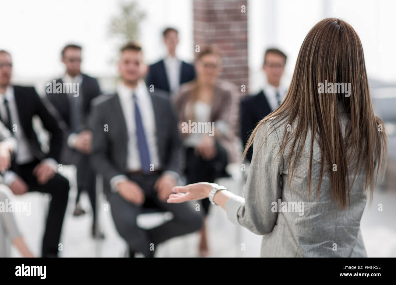 business woman makes a report at a business conference Stock Photo - Alamy