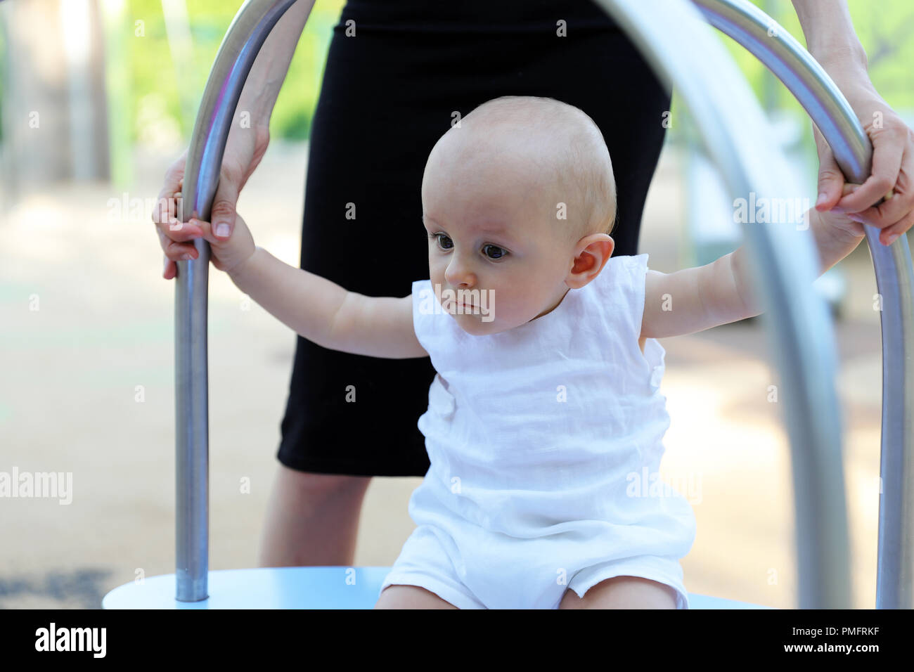 Cute Baby Boy Play At Outdoor Playground. Close Up View Stock Photo - Alamy