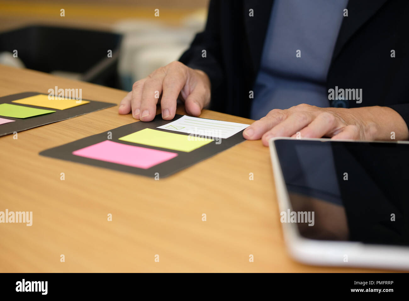 user experience workplace. UX designer desk with tablet layout. UI ...