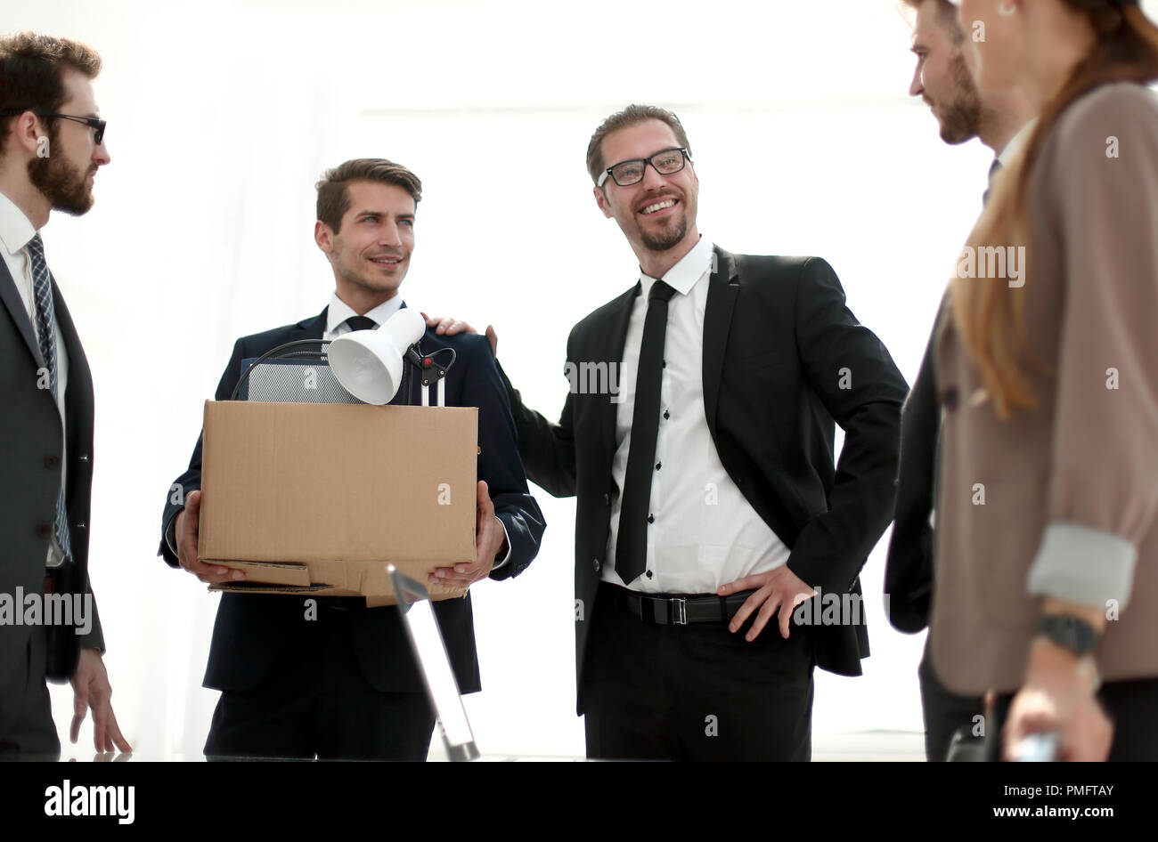 HR Manager introduces a new employee Stock Photo - Alamy