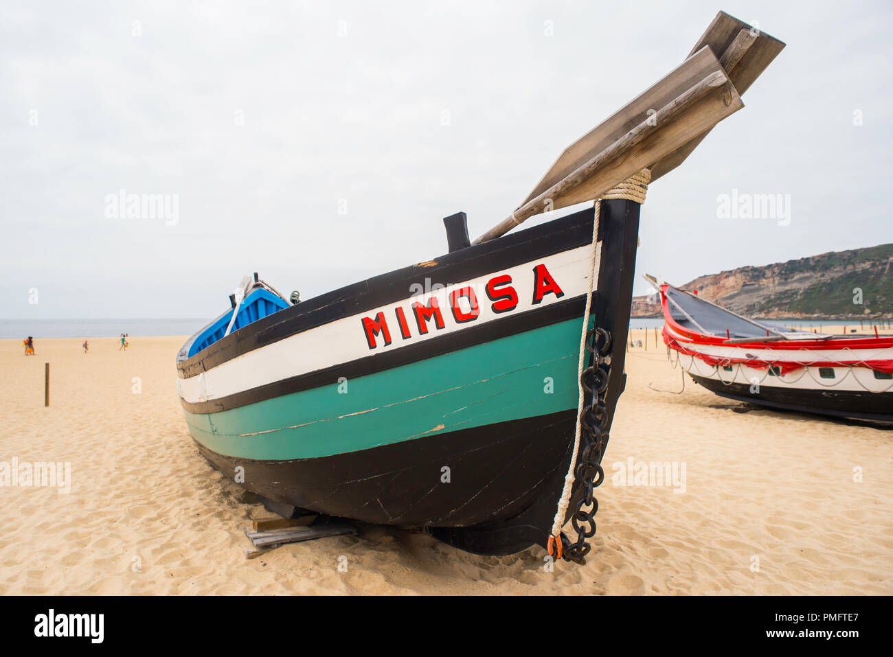 Old traditional fihing boat. Nazaré, Portugal, Europe Stock Photo - Alamy