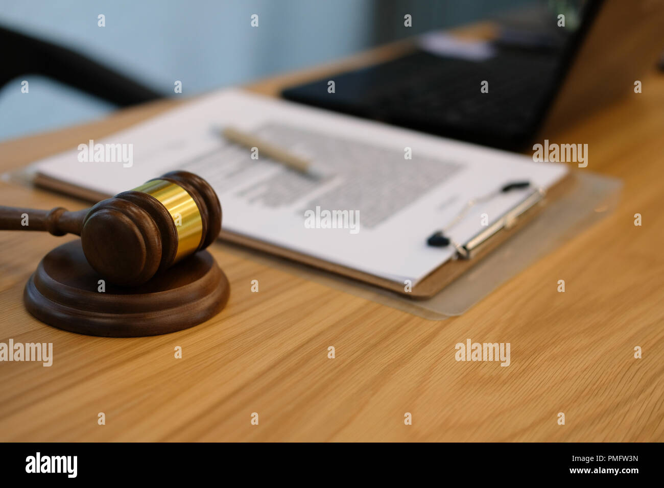 legal law judge gavel & document at courtroom. lawyer attorney justice ...