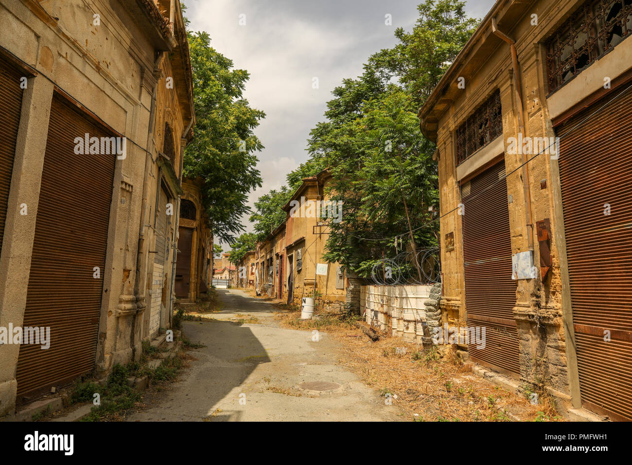Ledra Street, part of the green line buffer zone patrolled by the U.N ...