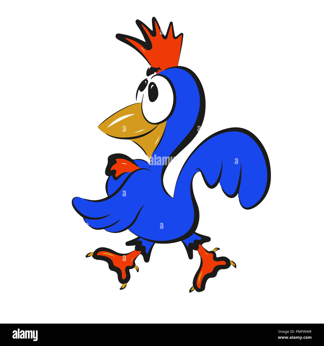 Stock Illustration Blue Rooster on a White Background Stock Photo - Alamy