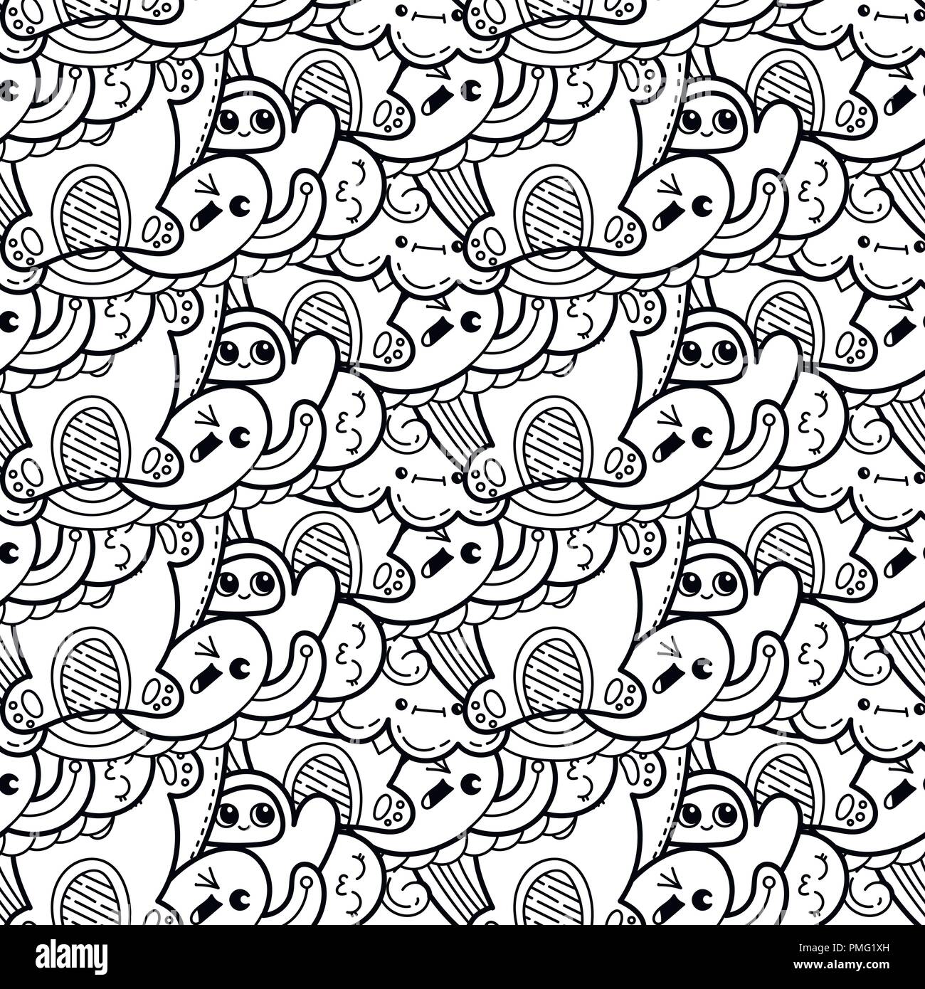 Funny doodle monsters seamless pattern for prints, designs and coloring ...