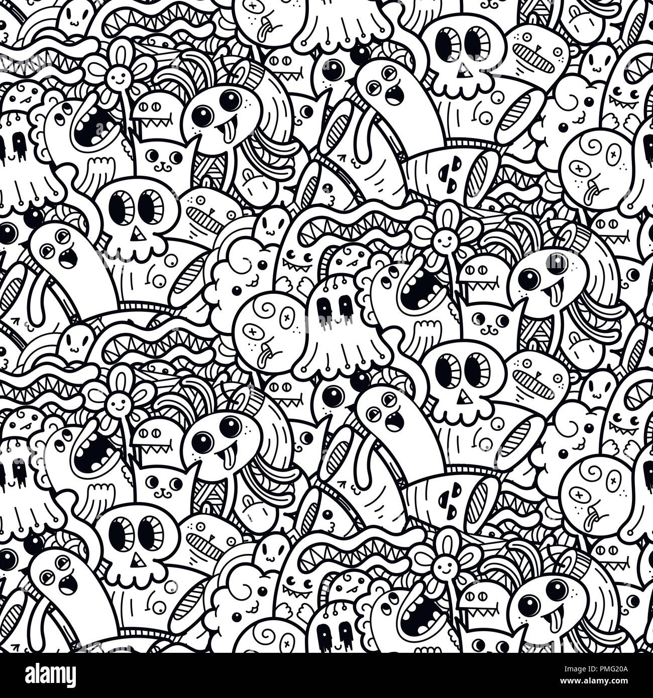 Funny doodle monsters seamless pattern for prints, designs and children ...