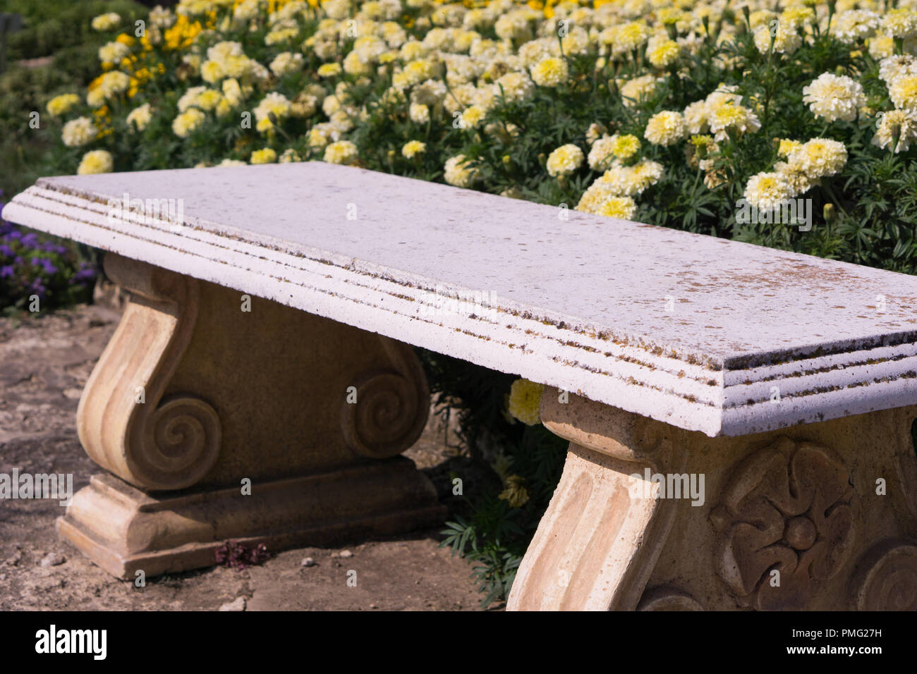 Ancient stone bench Stock Photo - Alamy