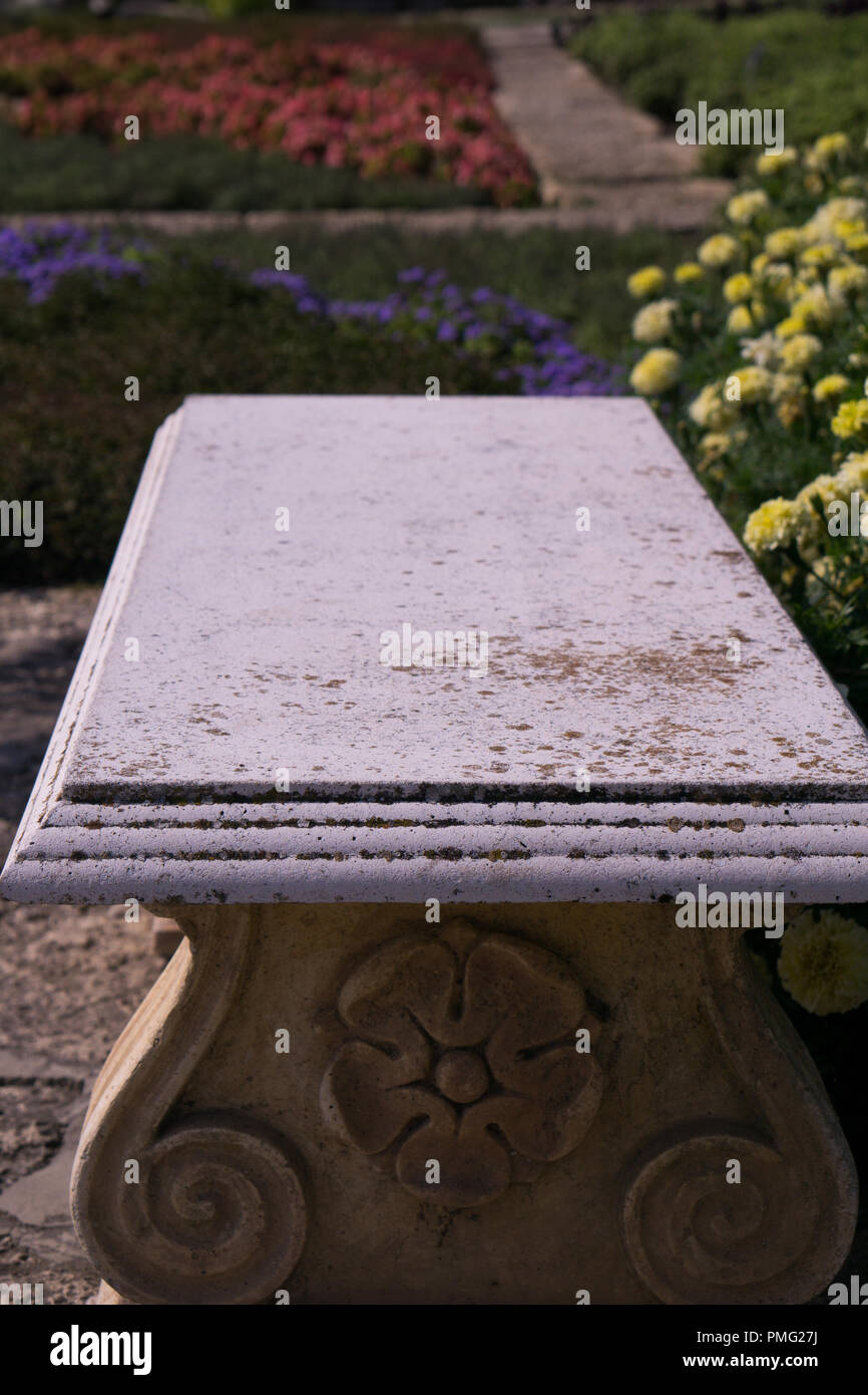 Ancient stone bench Stock Photo - Alamy