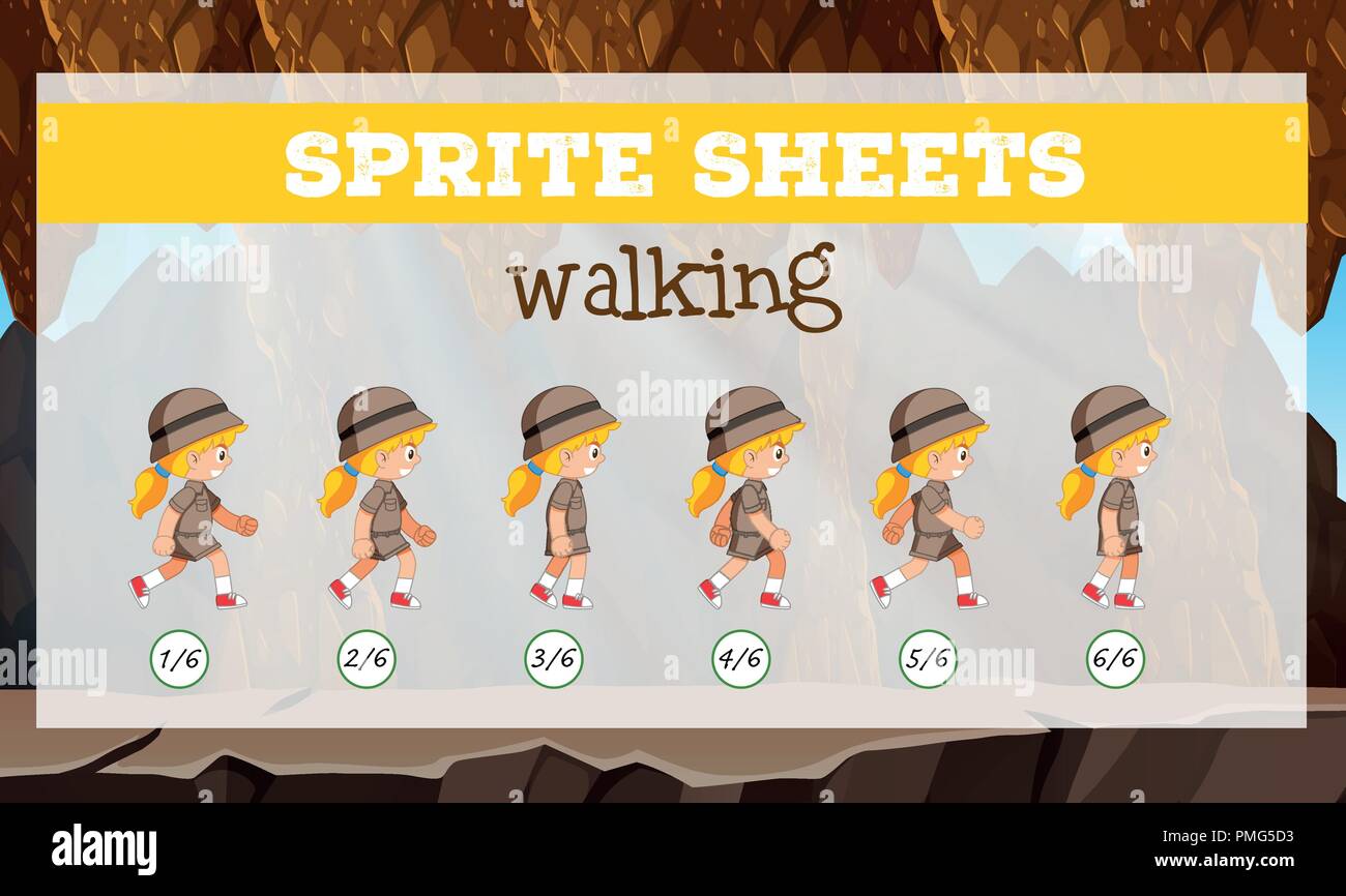 Sprite sheets walking template illustration Stock Vector Image & Art ...