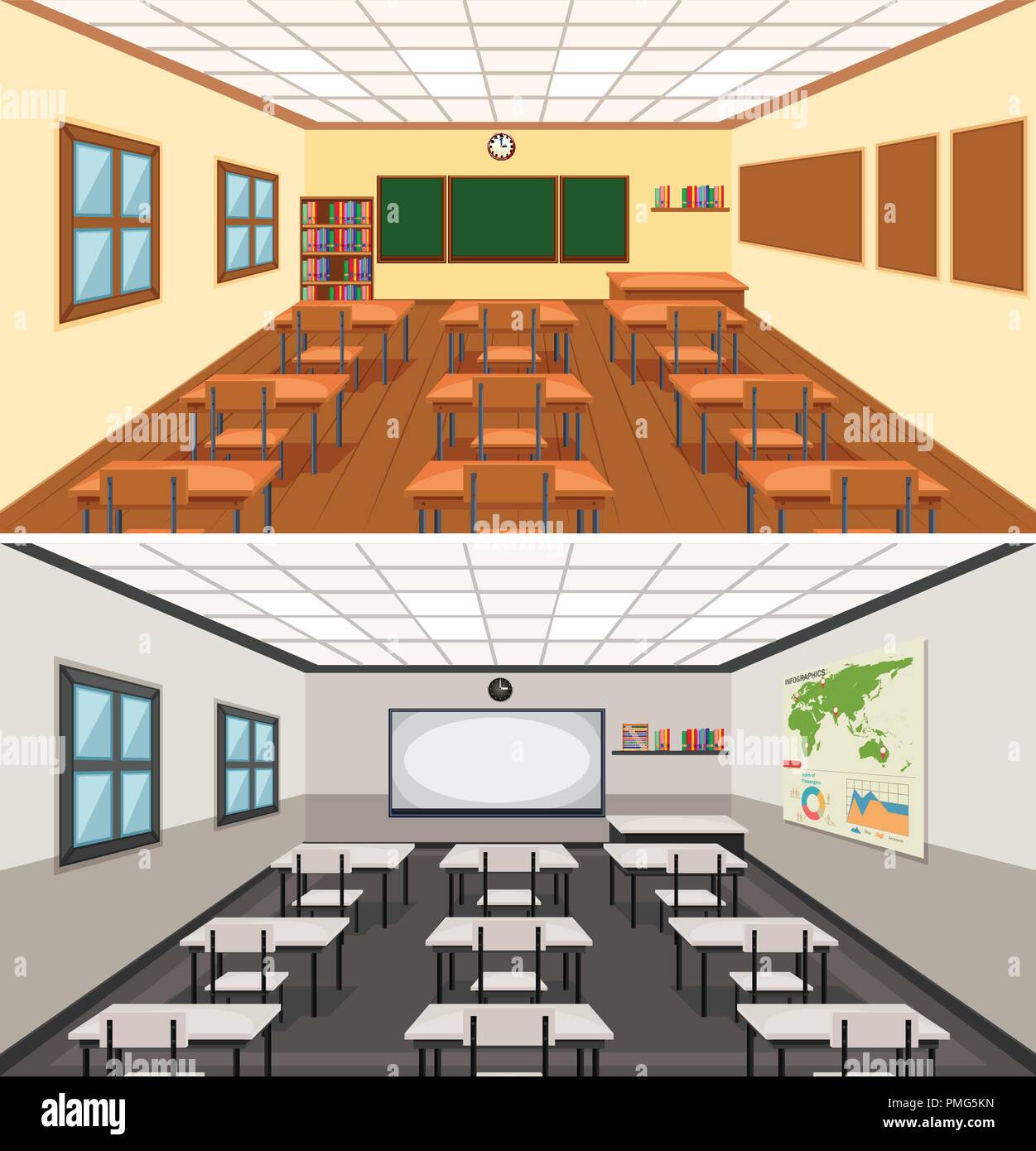 Modern empthy classroom background illustration Stock Vector Image ...