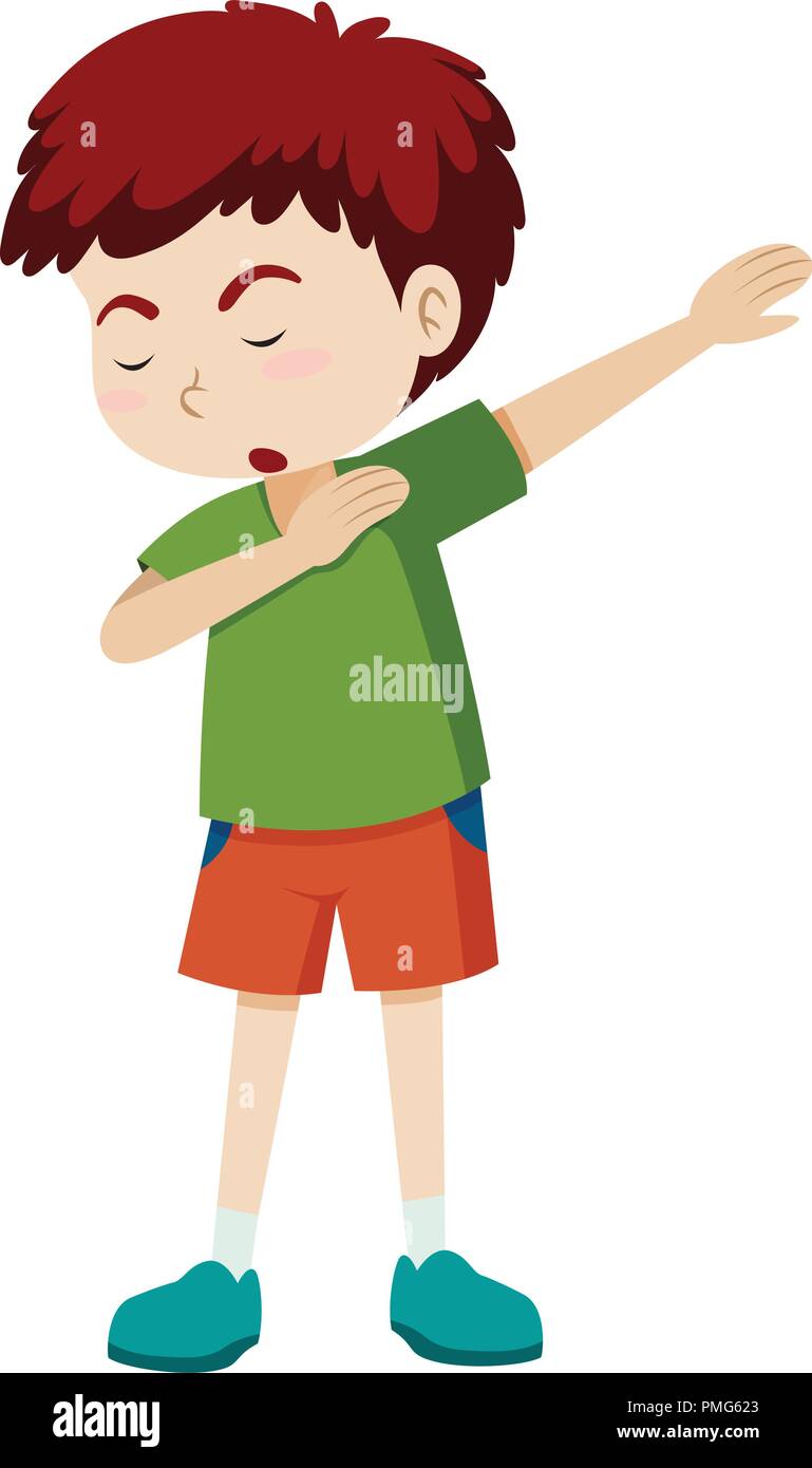 Young boy dabbing white background illustration Stock Vector Image ...