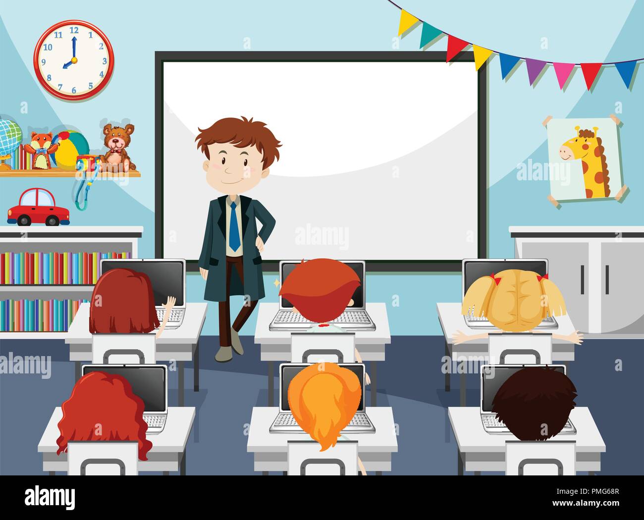 Teacher in it classroom illustration Stock Vector Image & Art - Alamy