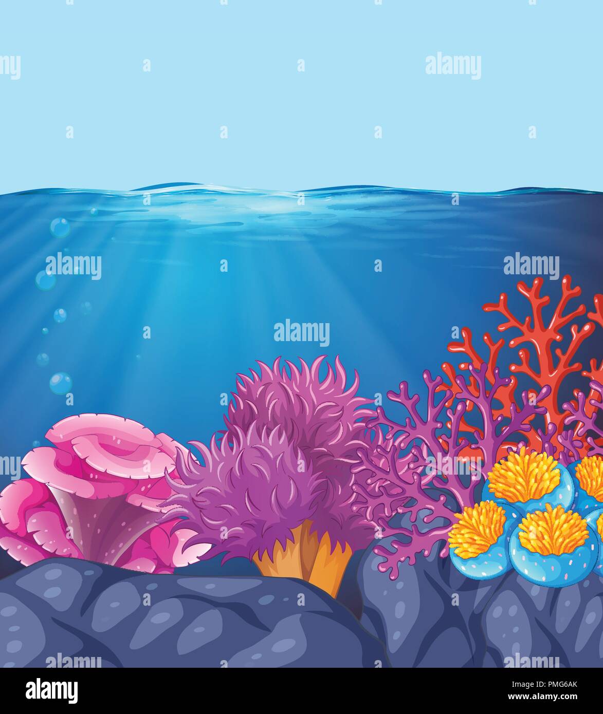 Underwater ocean coral scene illustration Stock Vector Image & Art - Alamy