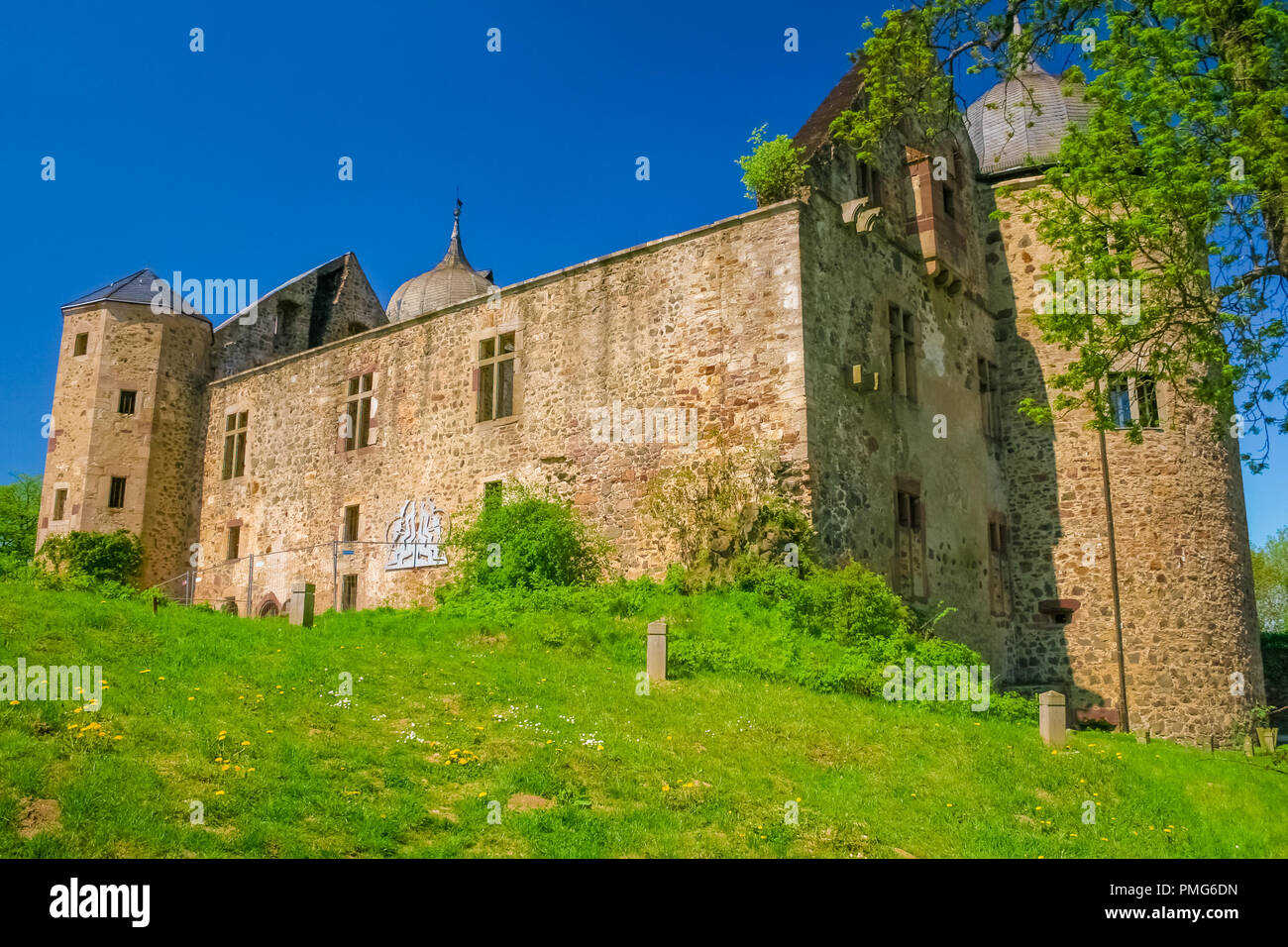 Nice close-up view of the ruins of Sababurg. The hill castle is also ...