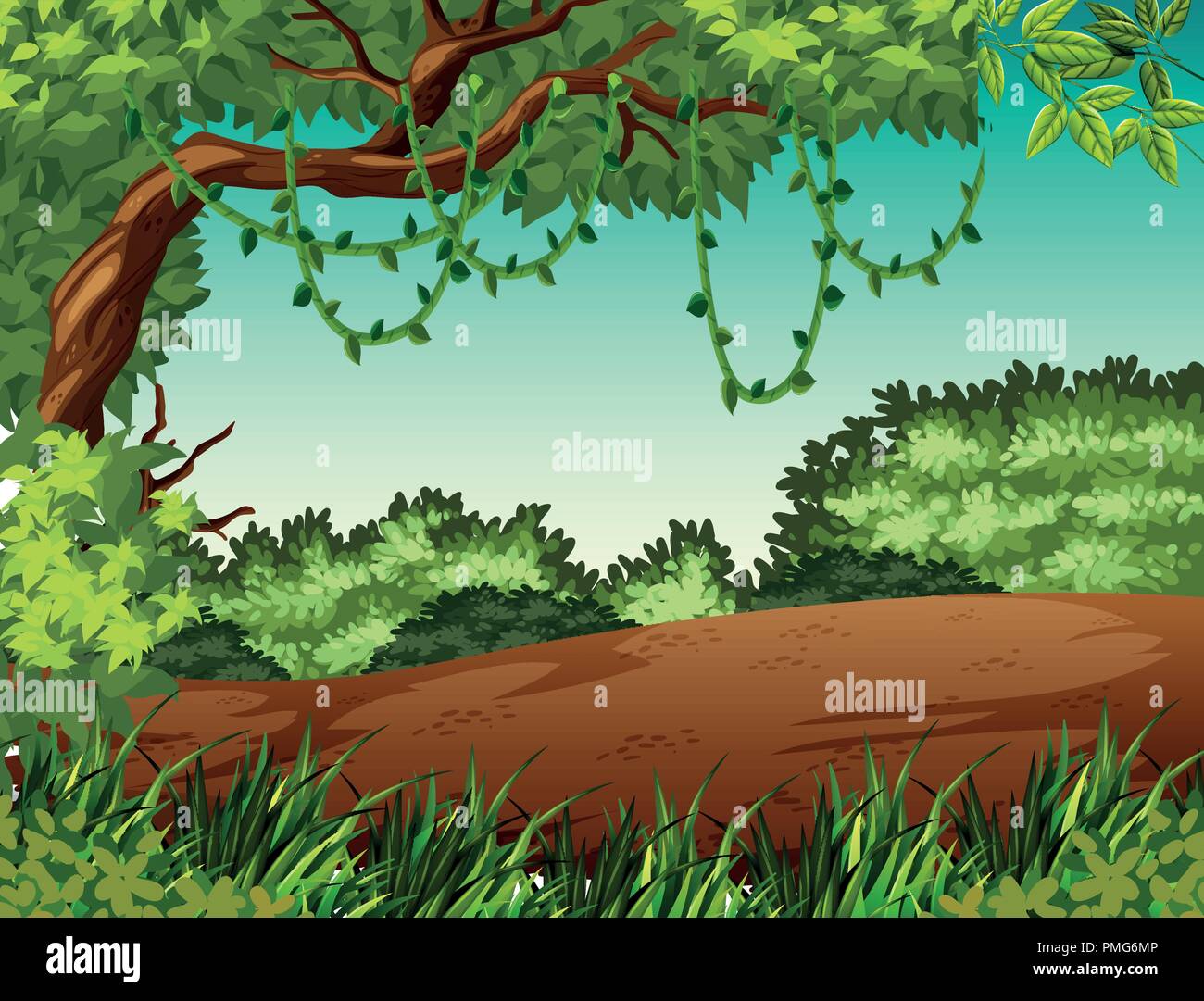 Jungle landscape background scene illustration Stock Vector Image & Art ...