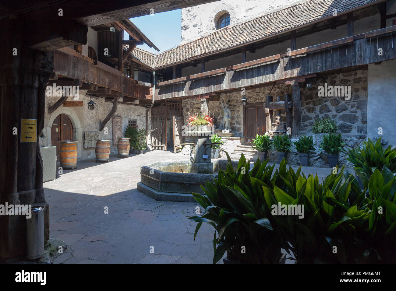 Medieval Courtyard of Schattenburg Castle in Feldkirch, Austria Stock ...