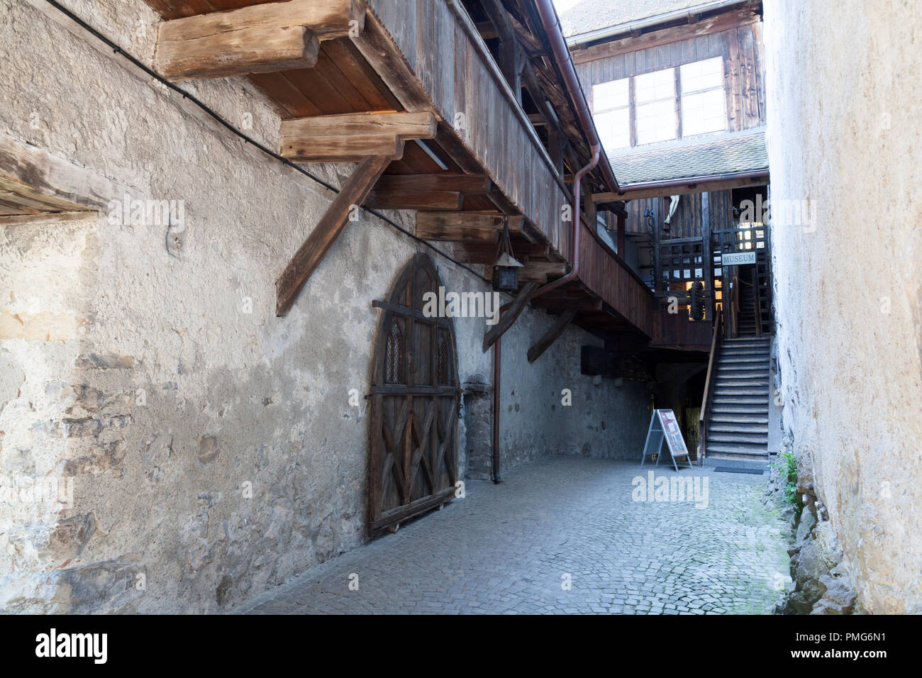 Medieval Courtyard of Schattenburg Castle in Feldkirch, Austria Stock ...
