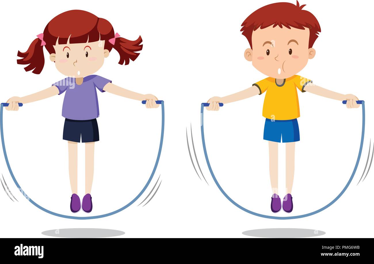 Boy and girl skipping illustration Stock Vector Image & Art - Alamy